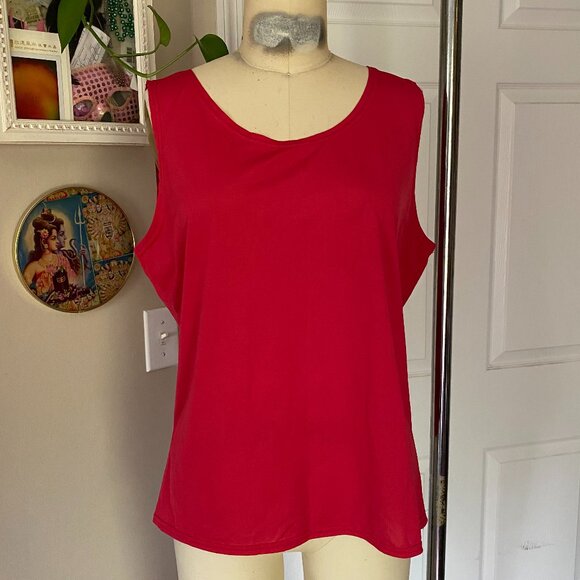 Vintage | Tops | Vintage 96s Red Silky Semisheer Classic Shell Tank Top ...